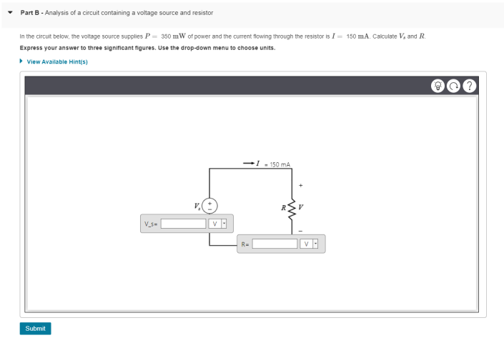 Solved Part A - Calculation of voltage, current, and power | Chegg.com