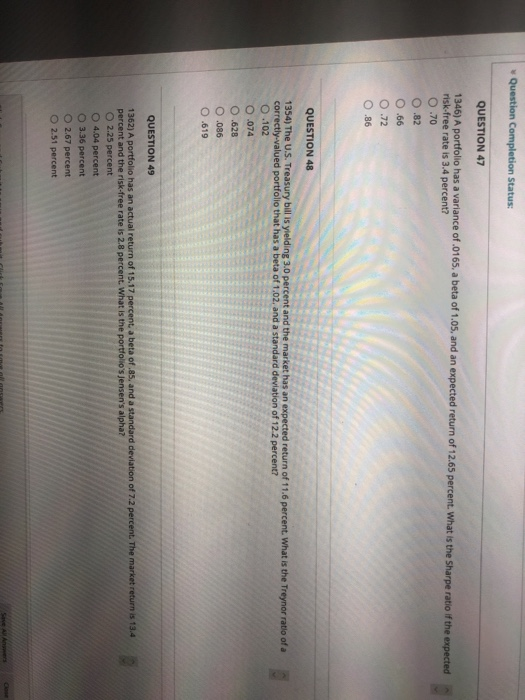 Solved Question Completion Status: QUESTION 47 1346) A | Chegg.com