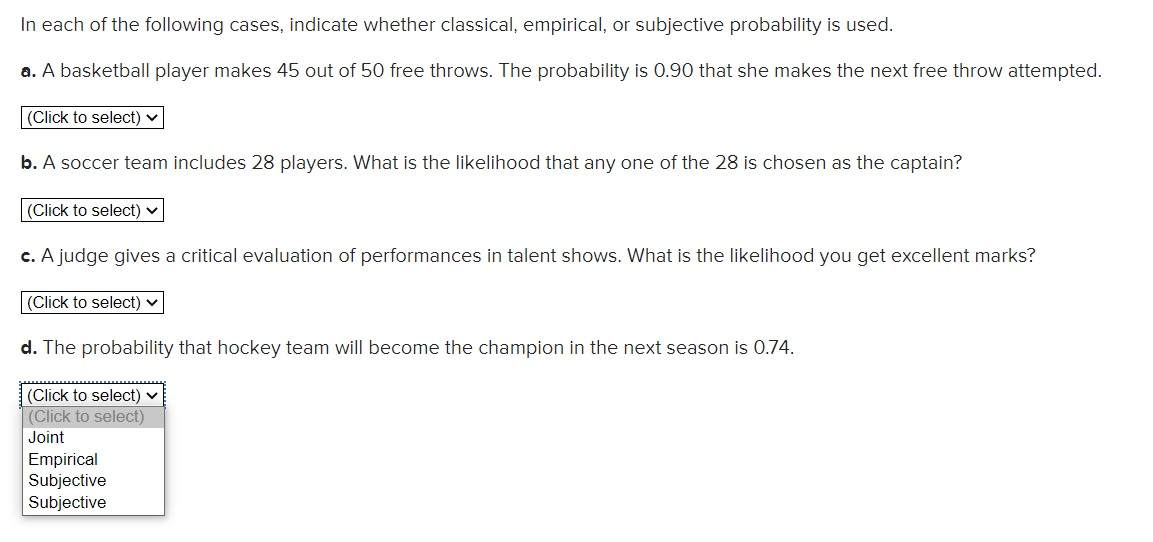 Solved In each of the following cases, indicate whether | Chegg.com