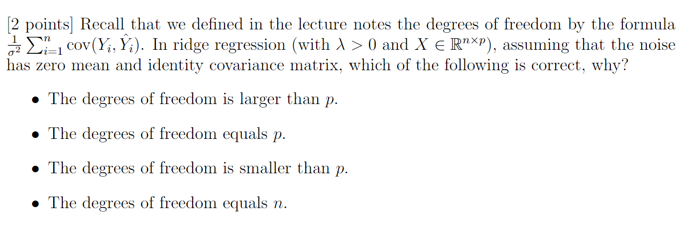 Solved [2 points] Recall that we defined in the lecture | Chegg.com