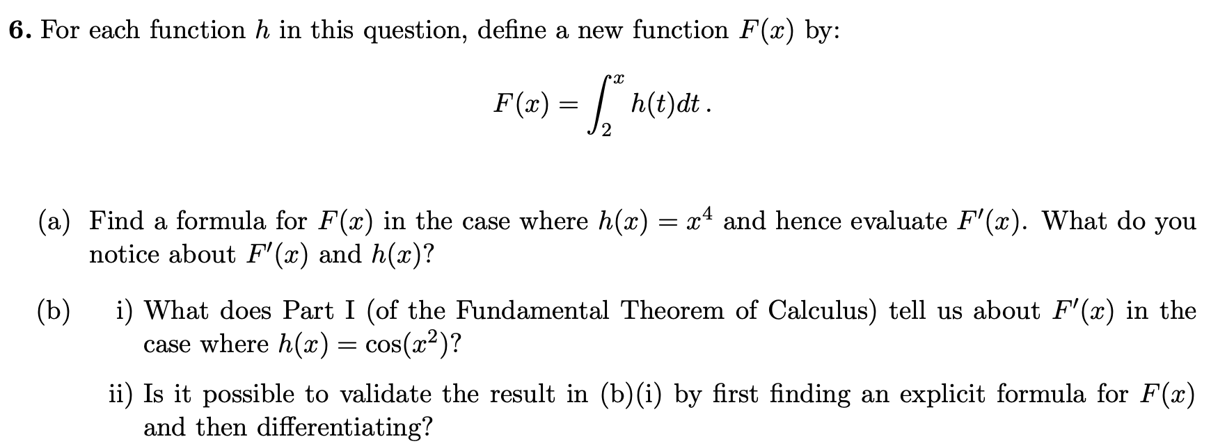 Solved For each function h in this question, define a new | Chegg.com