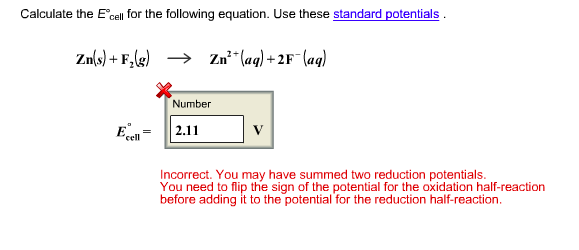 Solved Calculate the E cell for the following equation. Use | Chegg.com