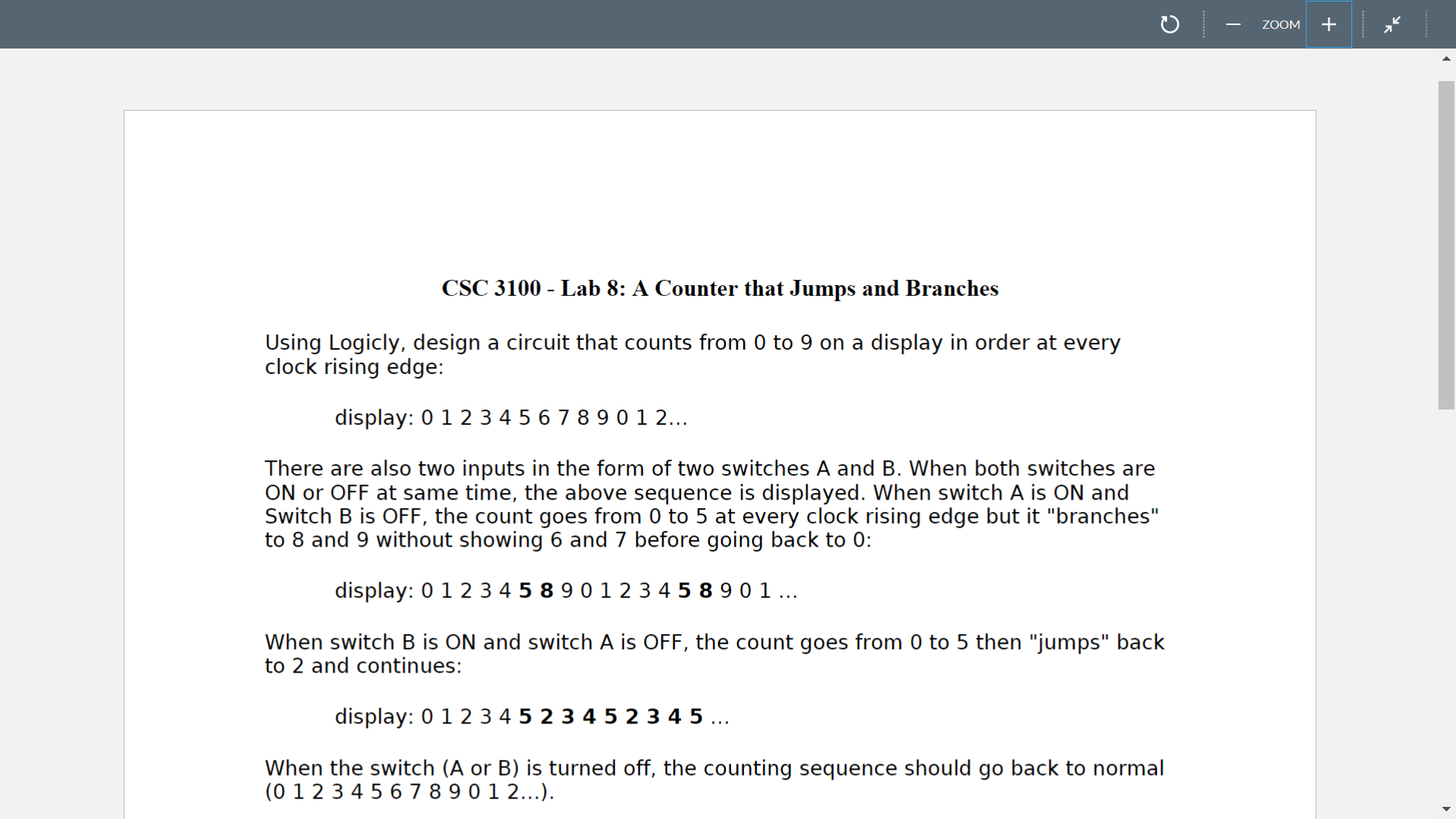 Solved CSC 3100 - Lab 8: A Counter that Jumps and Branches | Chegg.com