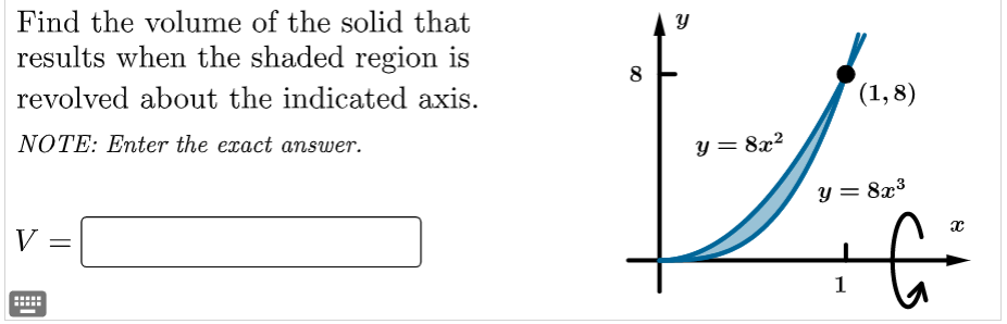 Solved Find the volume of the solid that results when the | Chegg.com