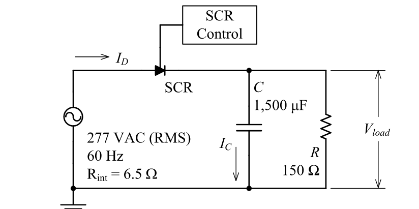 Solved A single SCR is connected into a circuit as shown in | Chegg.com