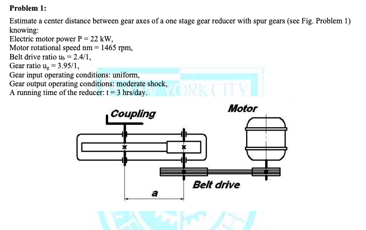 Solved Problem 1: Estimate a center distance between gear | Chegg.com