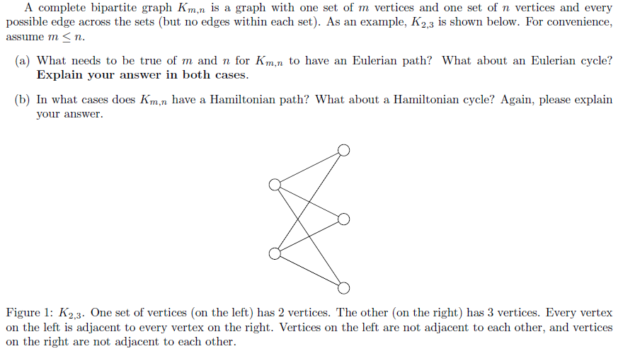 Solved A complete bipartite graph Km,n is a graph with one | Chegg.com