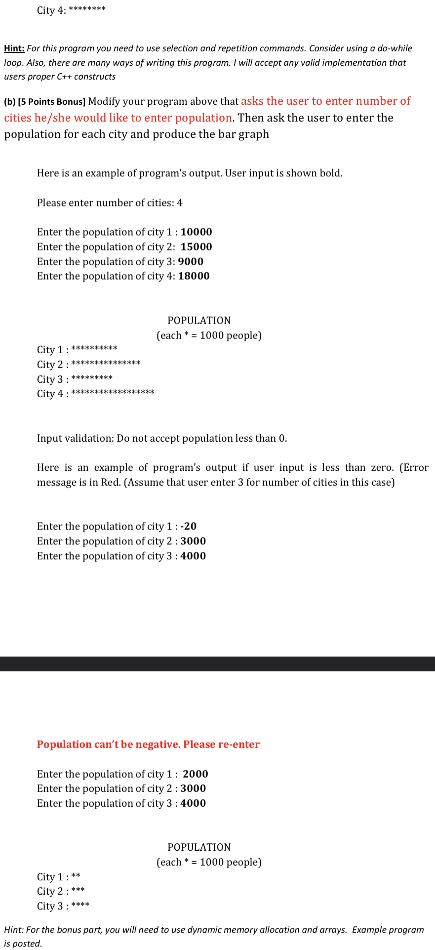 Solved 4. (a) Population bar chart: Write a program that | Chegg.com