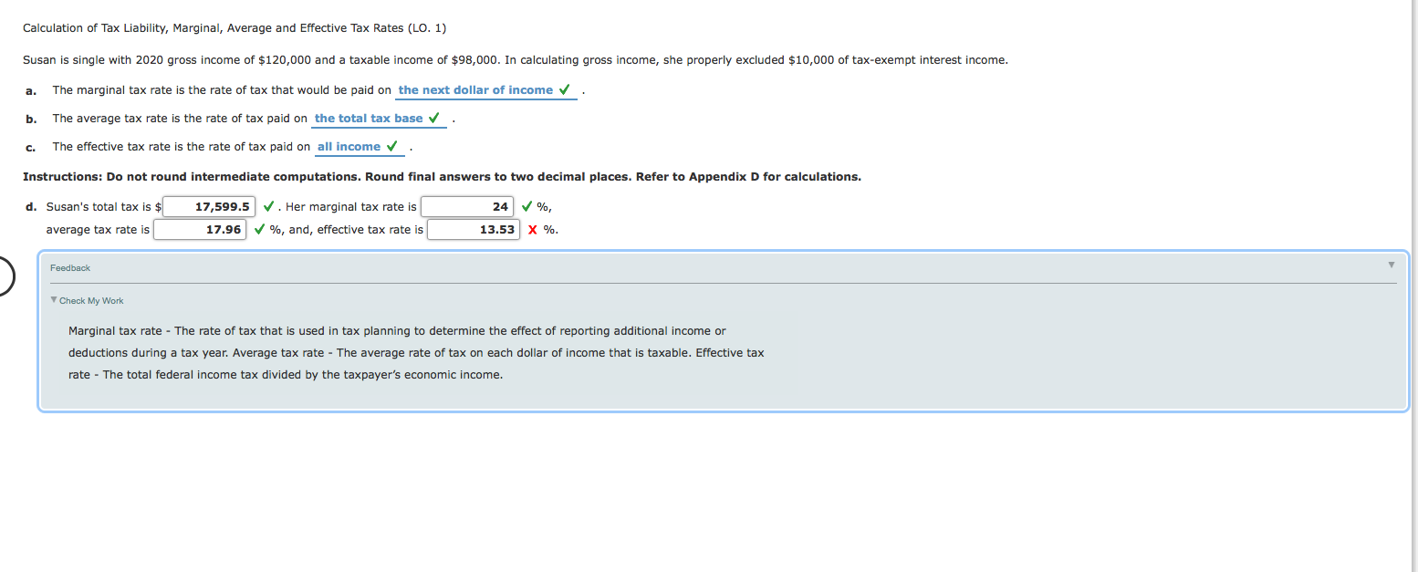 Solved Calculation of Tax Liability, Marginal, Average and | Chegg.com