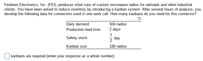 Solved Ferdows Electronics, Inc. (FEI), produces short runs | Chegg.com