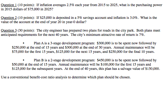 Solved Question 1 (10 points): If inflation averages 2.5% | Chegg.com