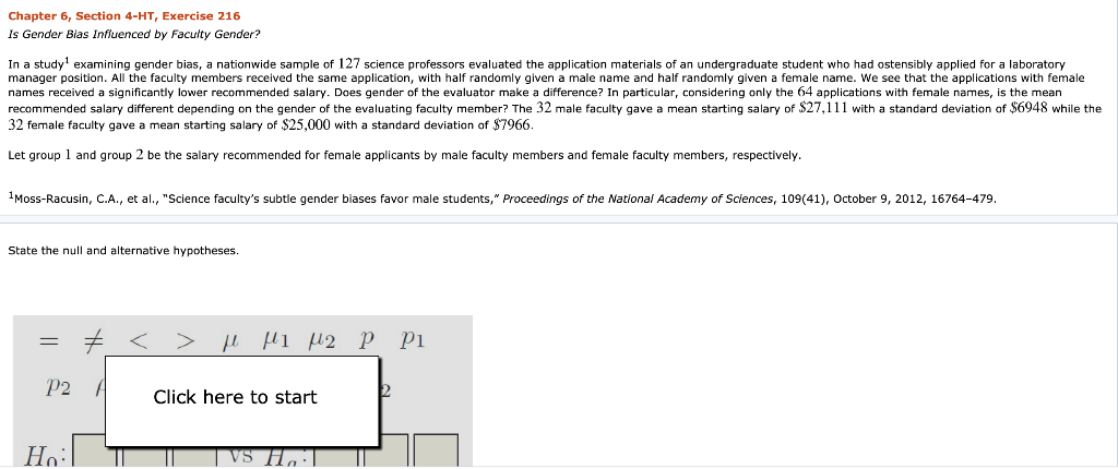 Solved Chapter 6, Section 4-HT, Exercise 216 Is Gender Bias | Chegg.com