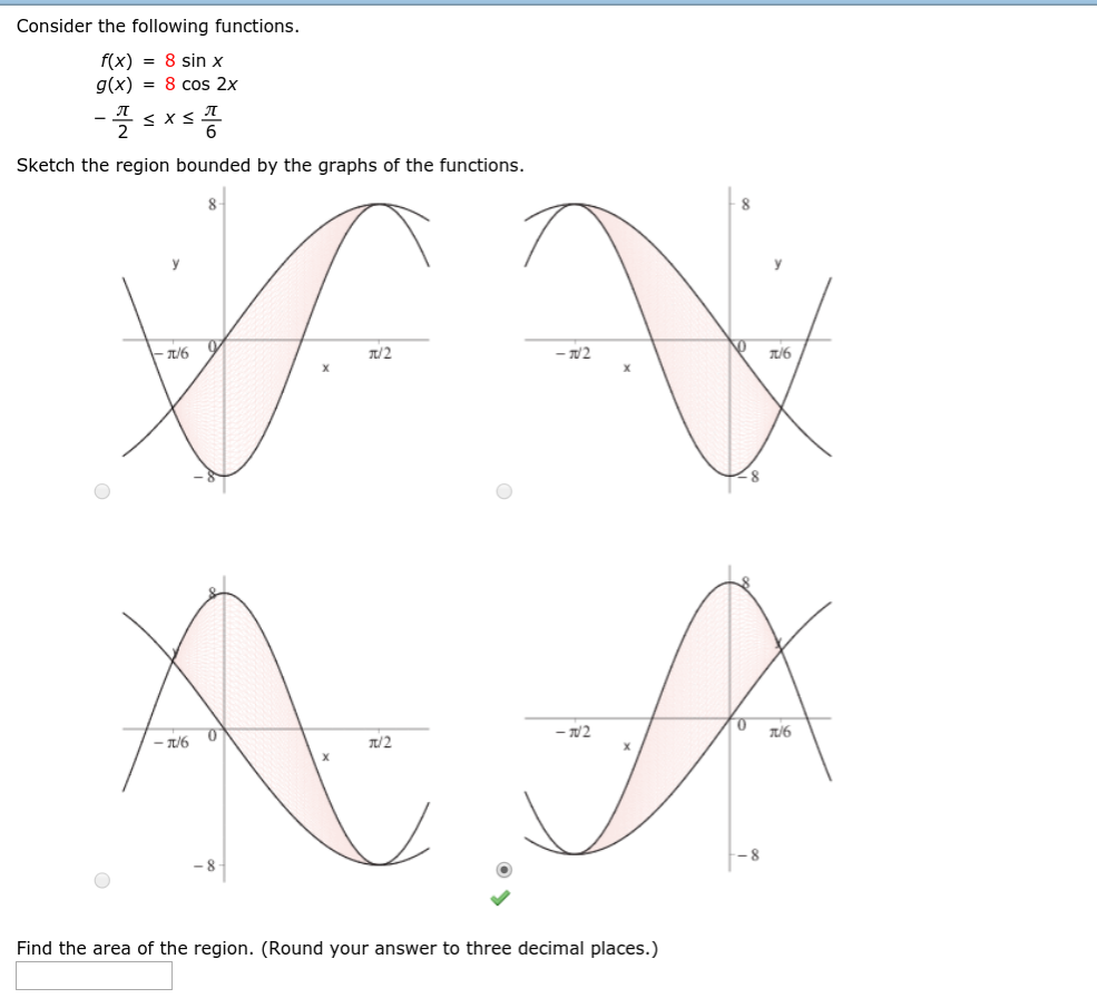 Solved Consider the following functions. f(x) = 8 sin x g(x) | Chegg.com