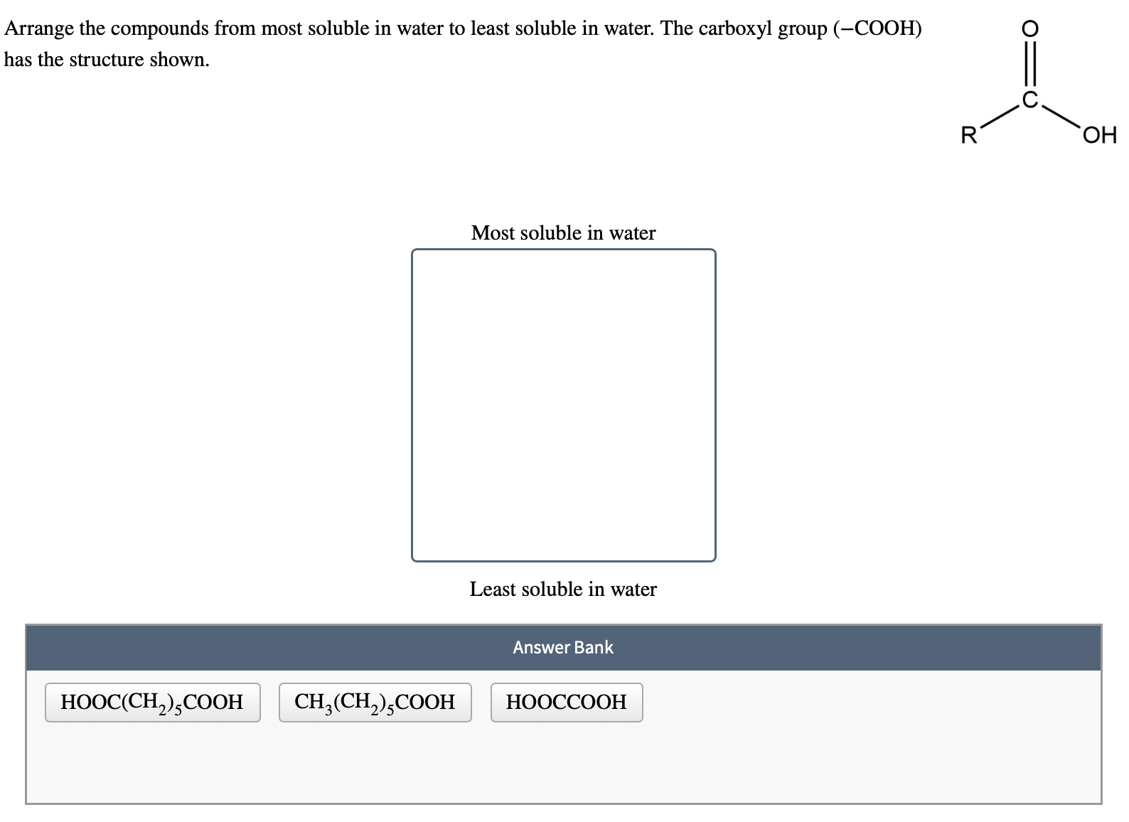 Arrange the compounds from most soluble in water to | Chegg.com