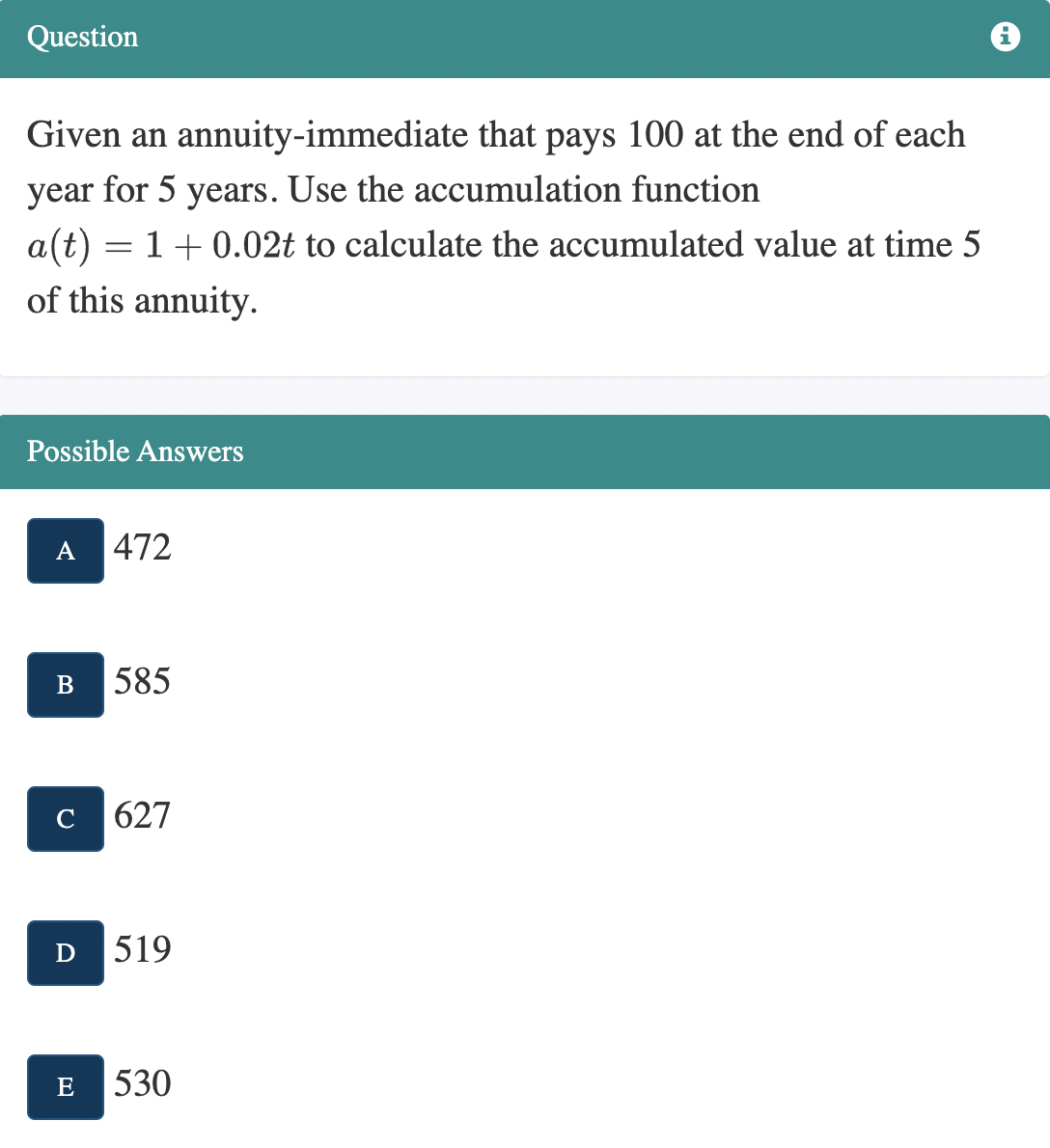 Solved Given an annuity-immediate that pays 100 at the end | Chegg.com