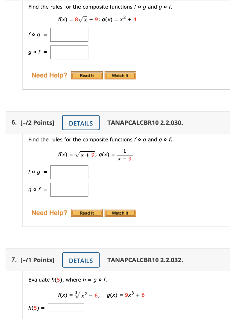 Solved Find the rules for the composite functions fog and go | Chegg.com
