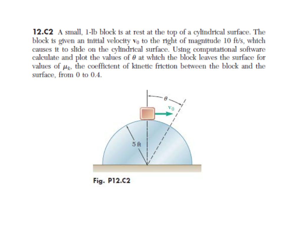 Solved 12.C2 A smal 1-lb block is at rest at the top of a | Chegg.com