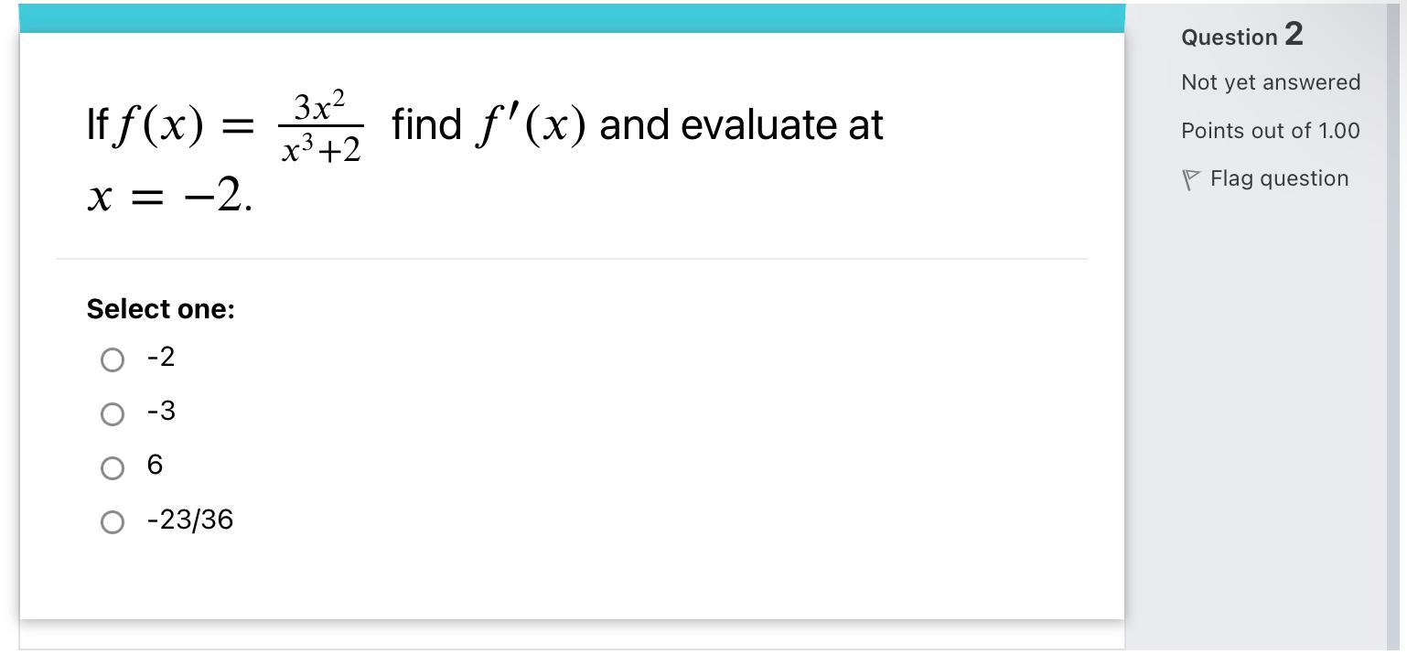 Solved If f(x)=x3+23x2 find f′(x) and evaluate at x=−2. | Chegg.com