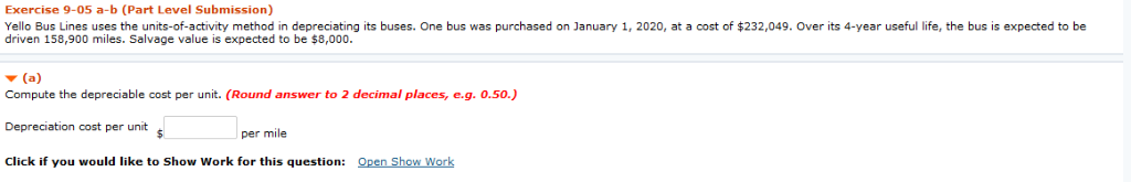 Solved Exercise 9-05 a-b (Part Level Submission) Yello Bus | Chegg.com