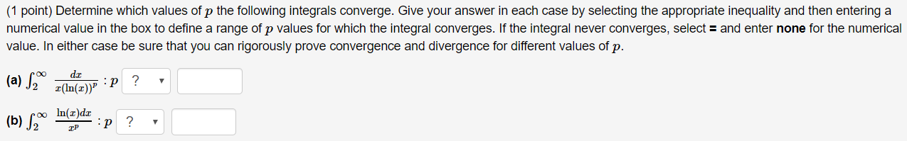 Solved (1 point) Determine which values of p the following | Chegg.com