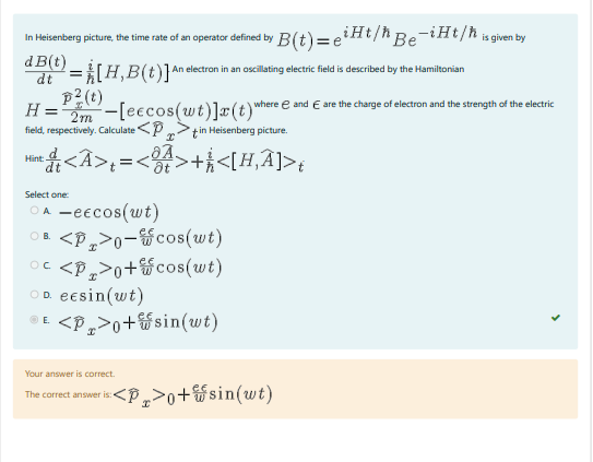 Solved In Heisenberg picture, the time rate of an operator | Chegg.com