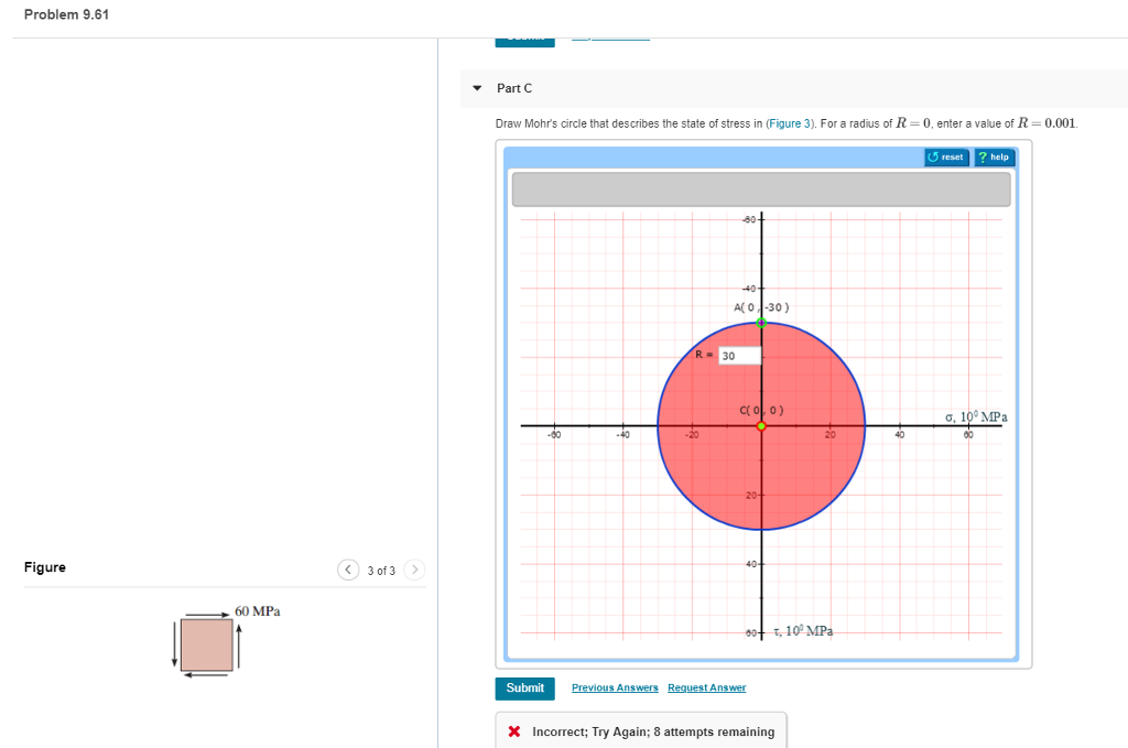 Solved Problem 9.61 Part C Draw Mohr's circle that describes | Chegg.com