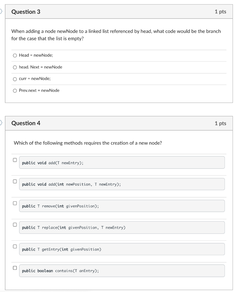 Question 1 1 pts Which of the following methods could | Chegg.com