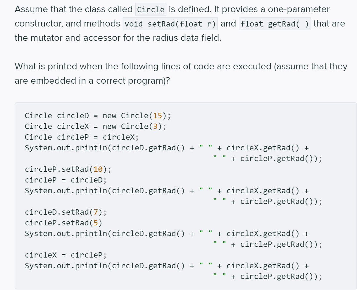 Solved Assume that the class called Circle is defined. It | Chegg.com