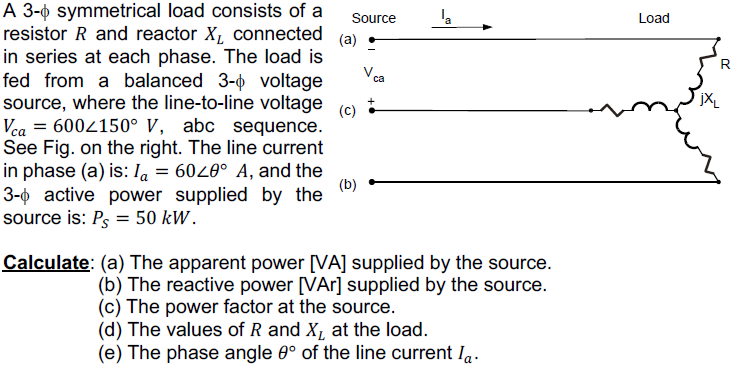 Solved A 3-phase symmetrical load consists of a resistor 𝑅 | Chegg.com