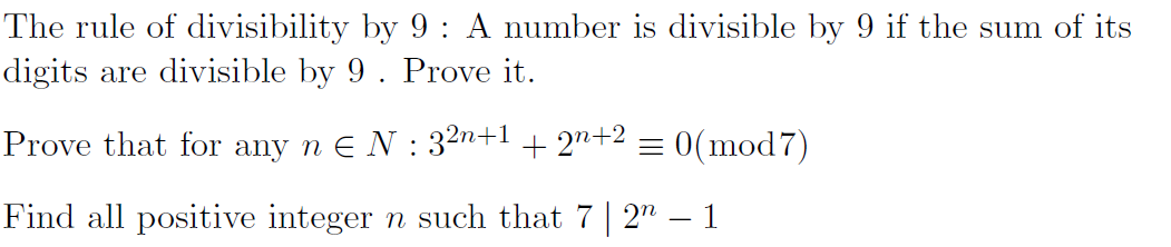 Solved The rule of divisibility by 9: A number is divisible | Chegg.com
