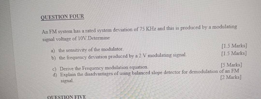 Solved An FM system has a rated system deviation of 75KHz | Chegg.com