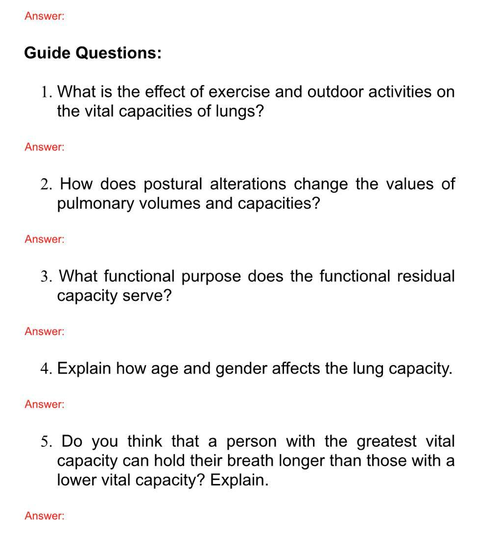 Solved Guide Questions: 1. What is the effect of exercise | Chegg.com