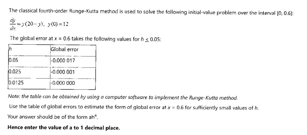 The classical fourth-order Runge-Kutta method is used | Chegg.com