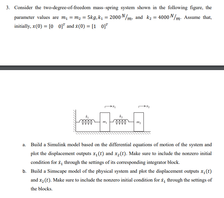3. Consider the two-degree-of-freedom mass-spring | Chegg.com