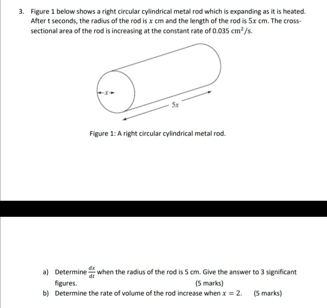 Solved 3. Figure 1 below shows a right circular cylindrical | Chegg.com