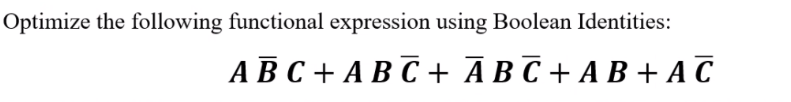 Solved Optimize the following functional expression using | Chegg.com