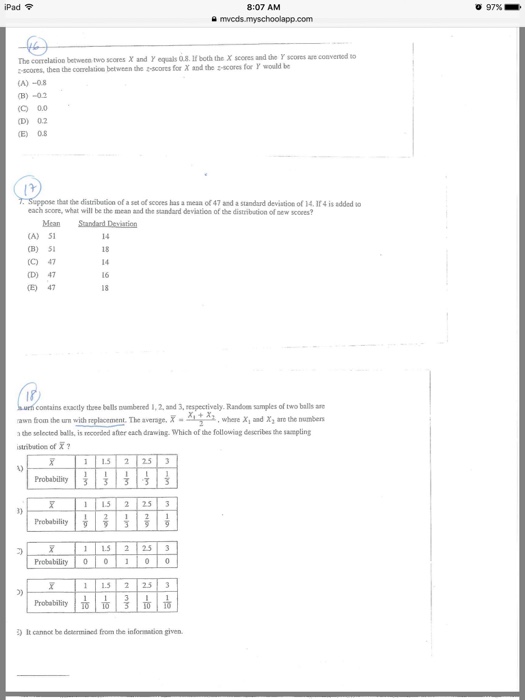 Solved The correlations between two scores X and Y equals | Chegg.com