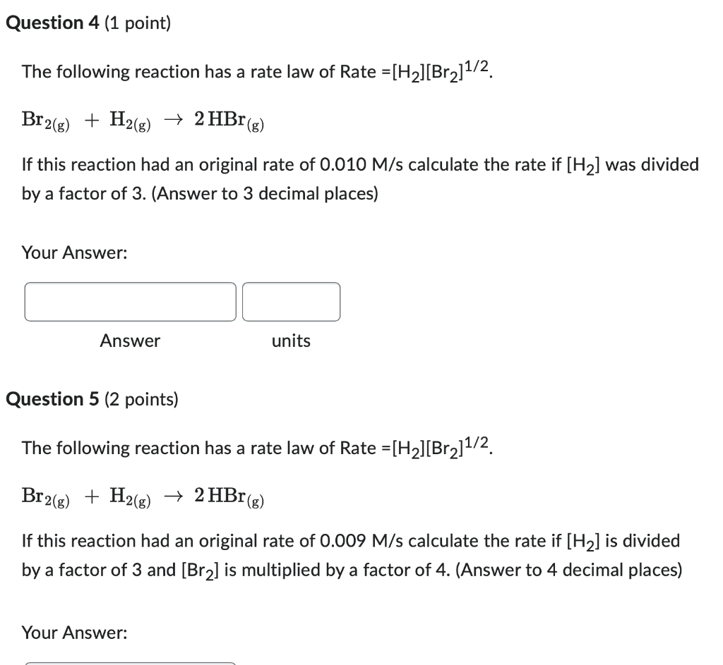 Solved The following reaction has a rate law of Rate | Chegg.com