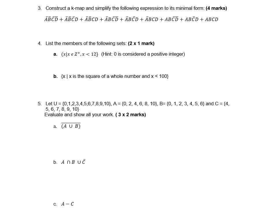 Solved 3. Construct a k-map and simplify the following | Chegg.com