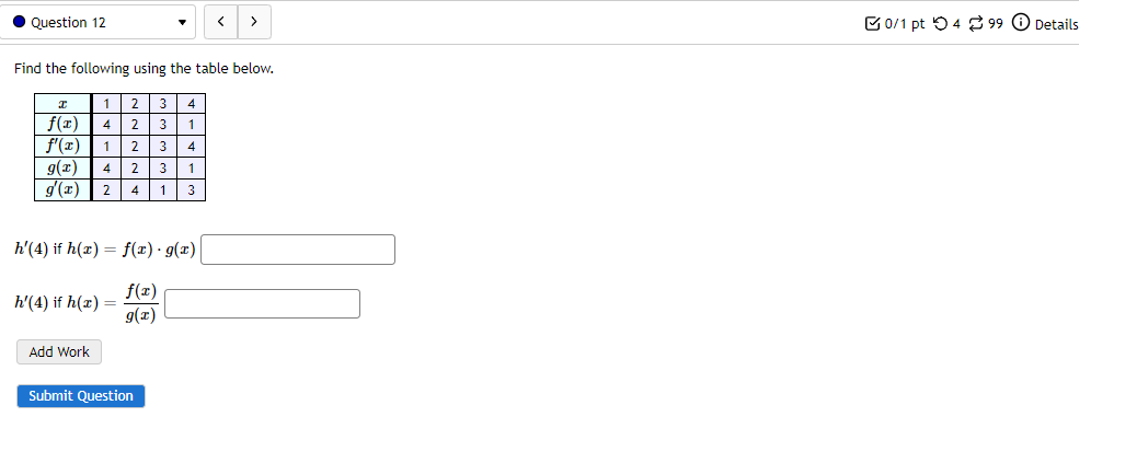 Solved Question 12 > G0/1 pt 499 Details Find the following | Chegg.com