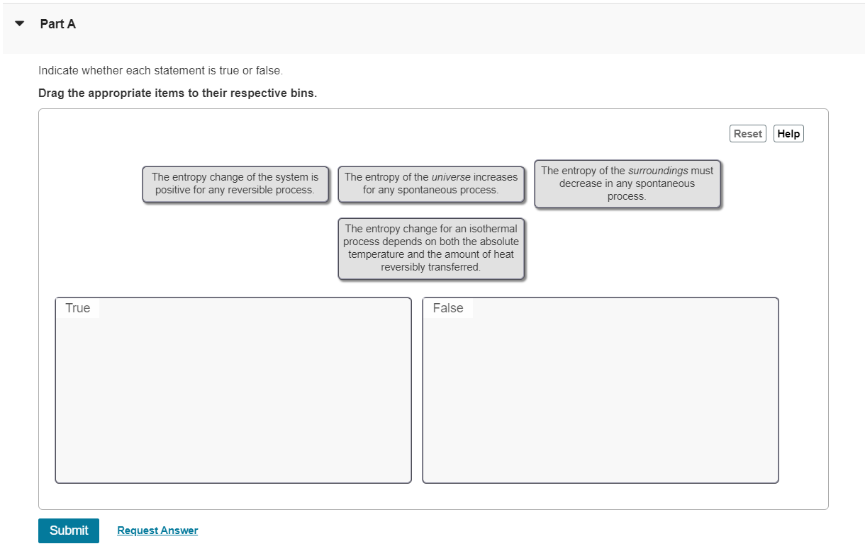 Solved Part A Indicate whether each statement is true or | Chegg.com