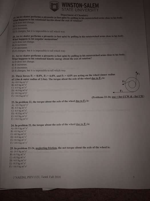 Solved WINSTON-SALEM STATE UNIVERSITY Department of | Chegg.com