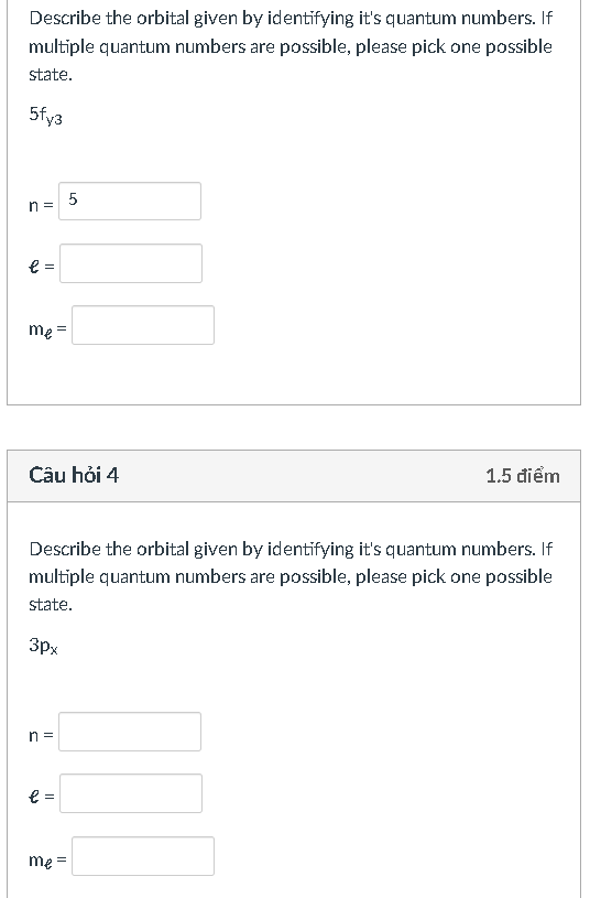 Solved Describe the orbital given by identifying it's | Chegg.com