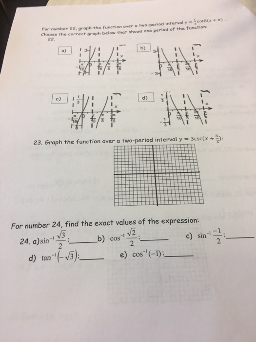 Solved For number 22, graph the function over a two-period | Chegg.com