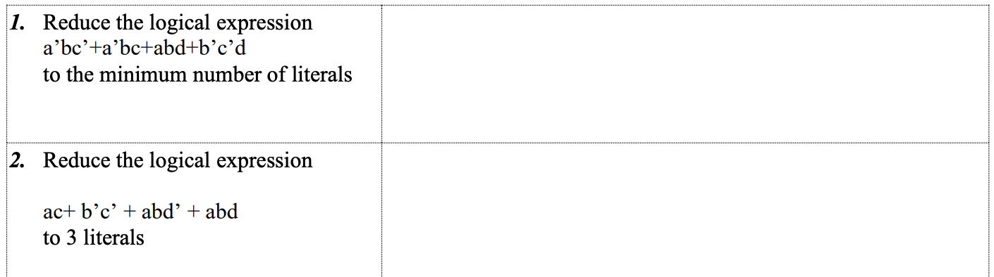 Solved 1 Reduce The Logical Expression A′bc′a A 2293