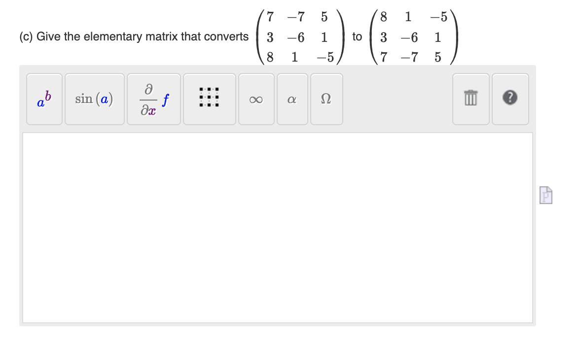 Solved -1 3 - 6 3 -9 (a) Give the elementary matrix that | Chegg.com