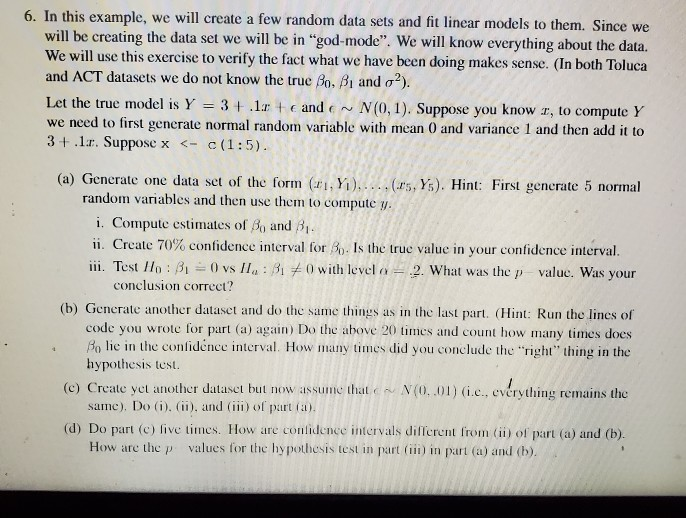 6. In this example, we will create a few random data | Chegg.com