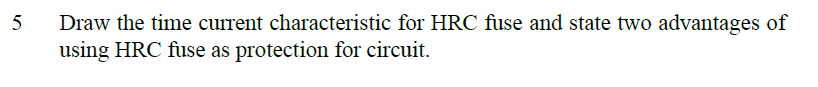 Solved Draw the time current characteristic for HRC fuse and | Chegg.com