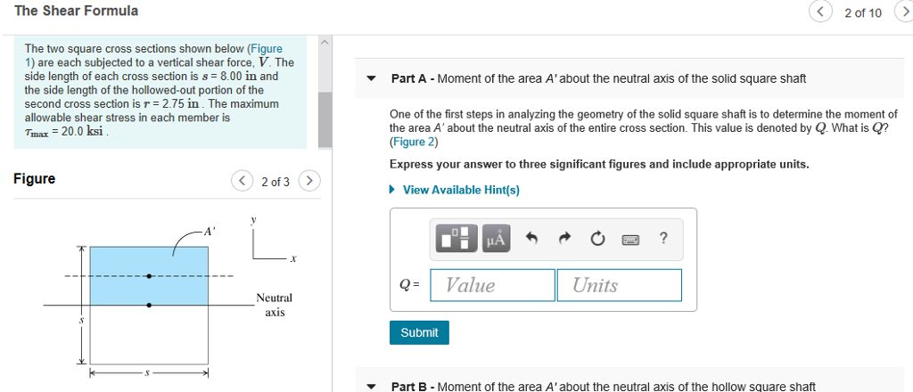 Solved The Shear Formula The two square cross sections shown | Chegg.com