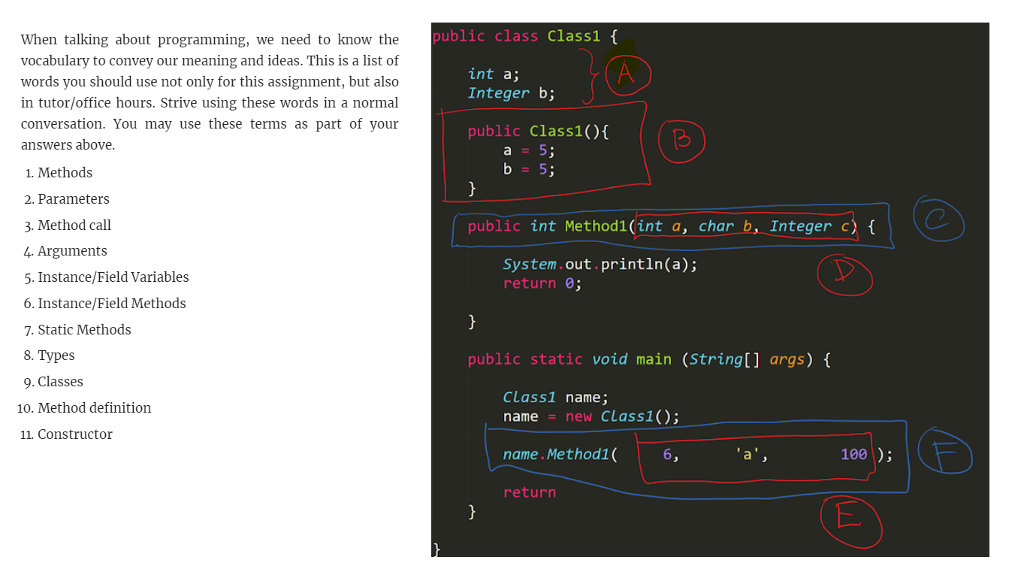 Solved public class Class1 When talking about programming, | Chegg.com